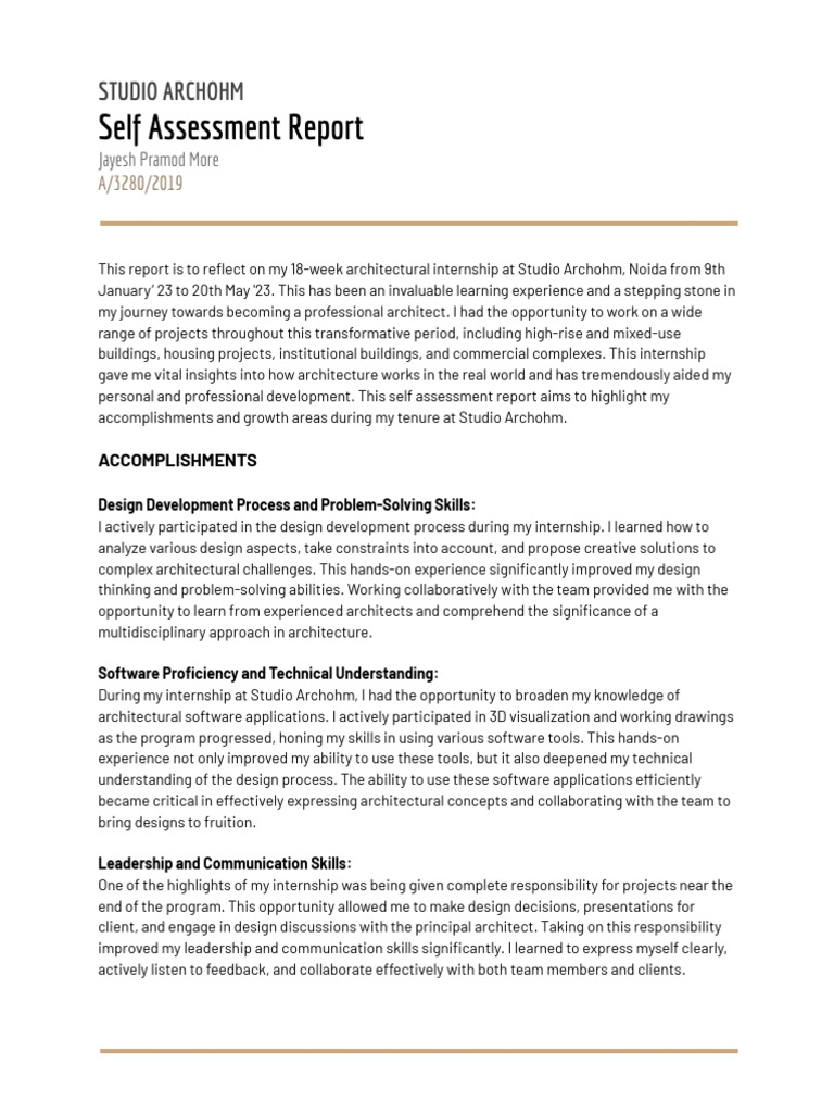 Self Assessment Report - Jayesh More-6 | PDF