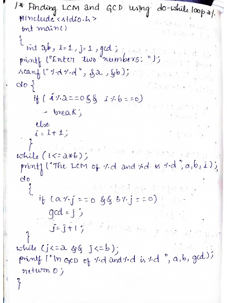 GCD Program (C-Programming) | PDF