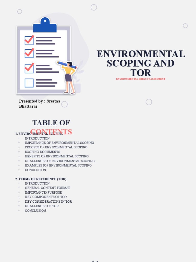 TOR AND SCOPING Presentation Slides | PDF | Environmental Impact Assessment | Project Management