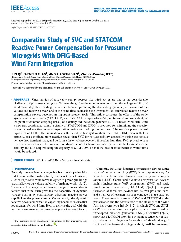 SVC STATCOM Wind Firm | PDF | Wind Power | Ac Power