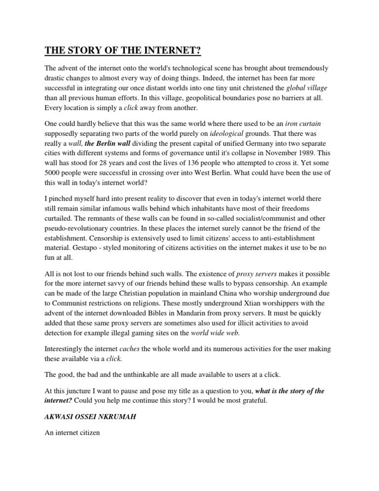 The Story of The Internet | PDF | Proxy Server | Internet