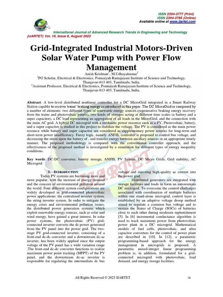 Grid-Integrated Industrial Motors-Driven Solar Water Pump With Power ...
