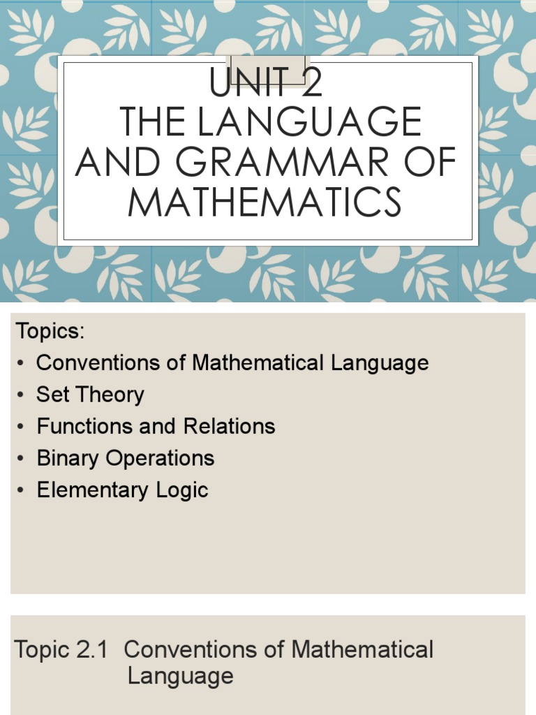 Conventions of Mathematical Language | PDF