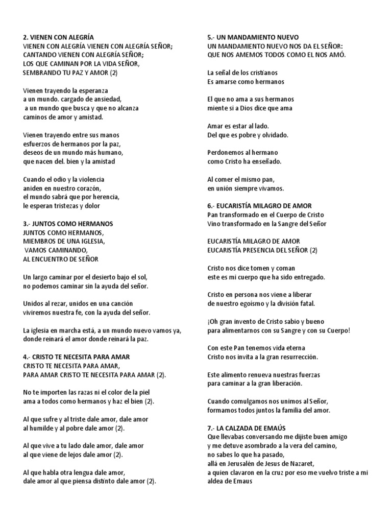 Cantos Hora Santa | PDF | eucaristía | Amor