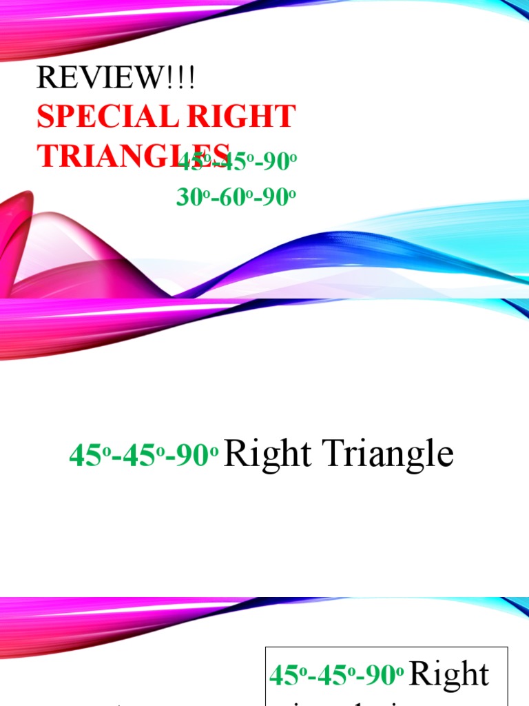 Grade 9 Review Special Right Triagle | PDF Grade 9 Review Special Right Triagle | PDF