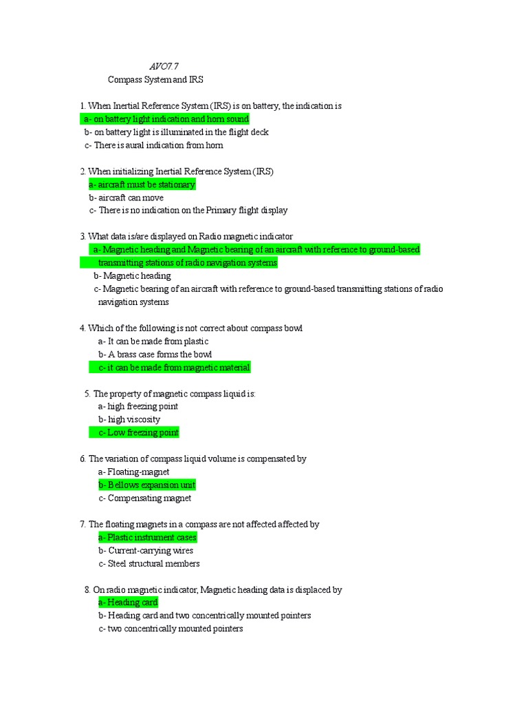 IRS and Compass System Quiz | PDF | Computers