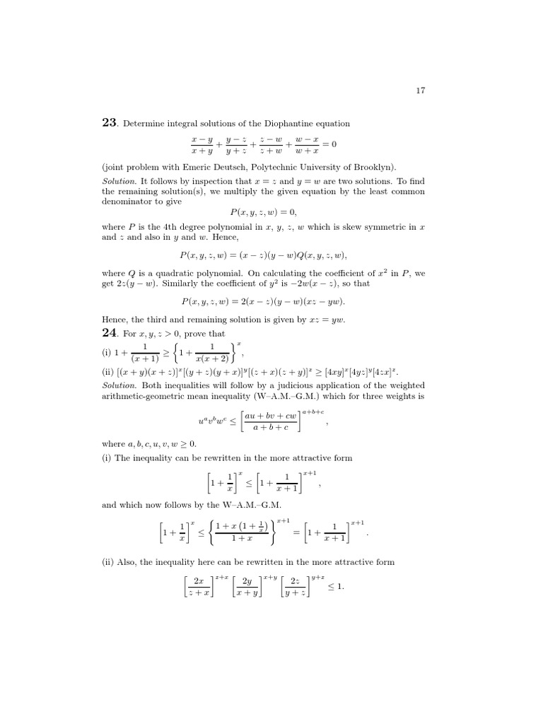 Murray Klamkin Problems 1nbsped 091955816x - Compress | PDF | Equations | Polynomial