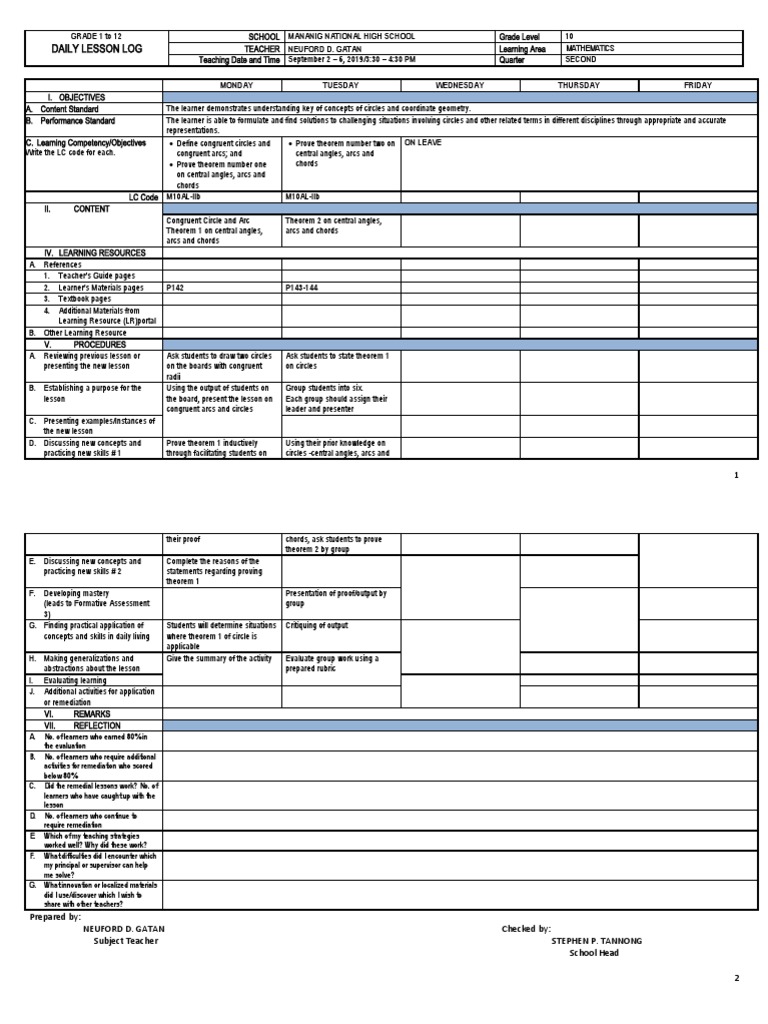 DLL Math 10e-1 | PDF