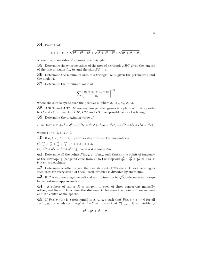 Murray Klamkin Problems 1nbsped 091955816x Compress | PDF