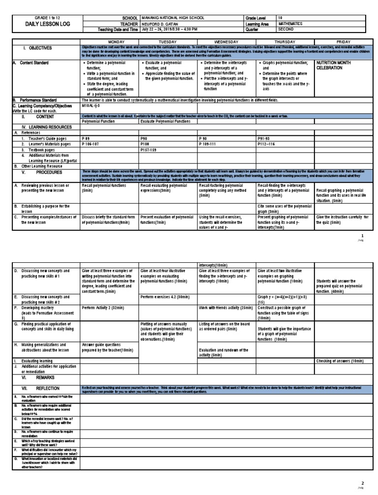 DLL Math 10 | Download Free PDF | Polynomial | Learning