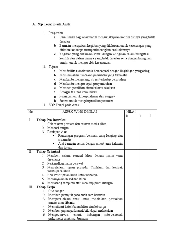 Sop Terapi Pada Anak | PDF