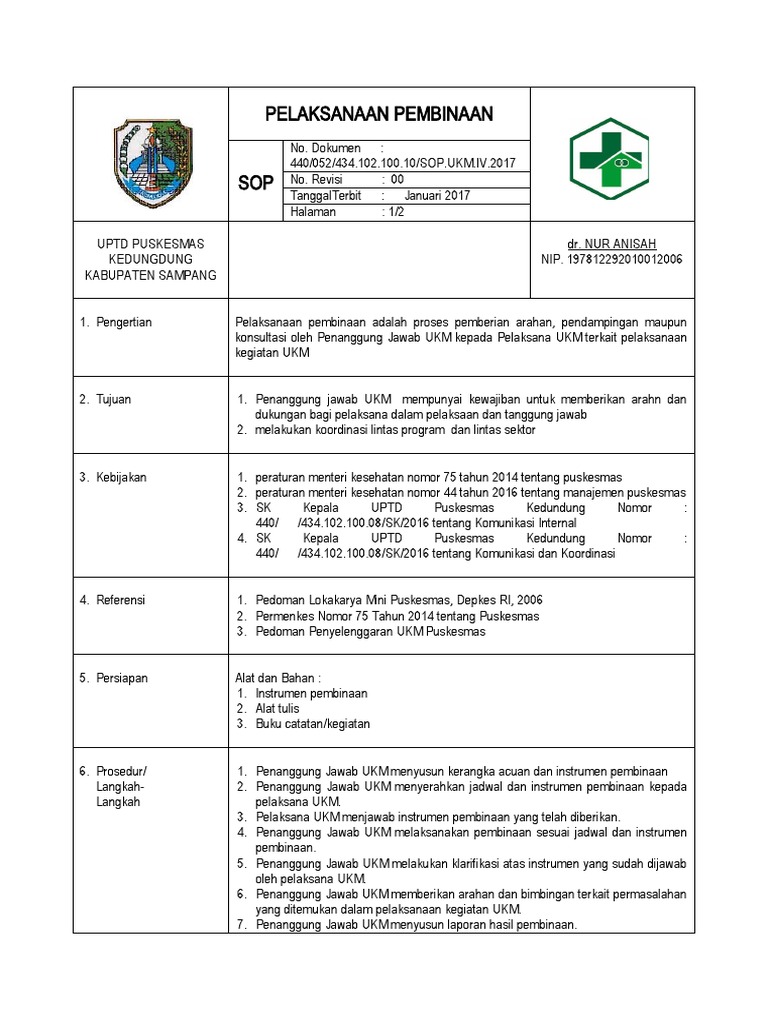 1) SOP Pelaksanaan Pembinaan | PDF