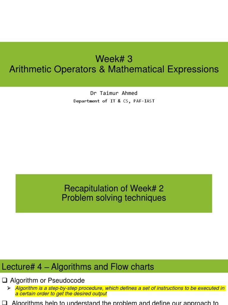 Week 3 - Lecture 6 - Operators | PDF Week 3 - Lecture 6 - Operators | PDF