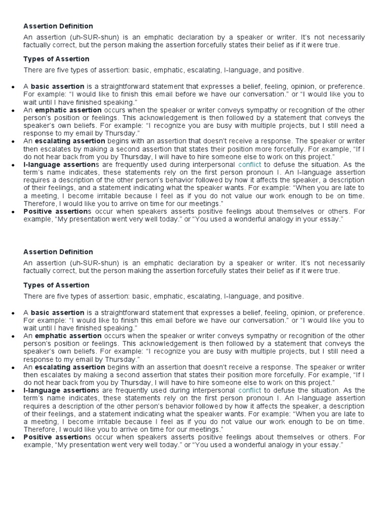 Assertion Definition | PDF