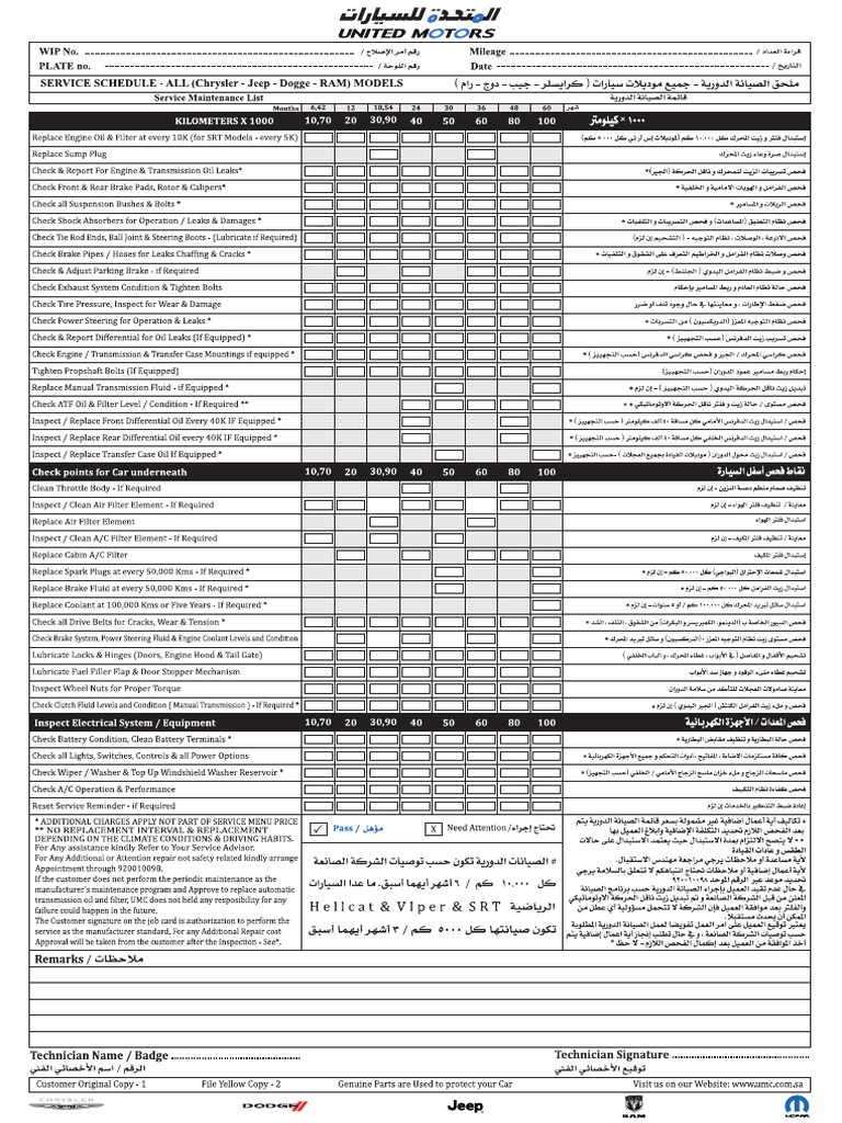 CDJR Service Schedule | PDF