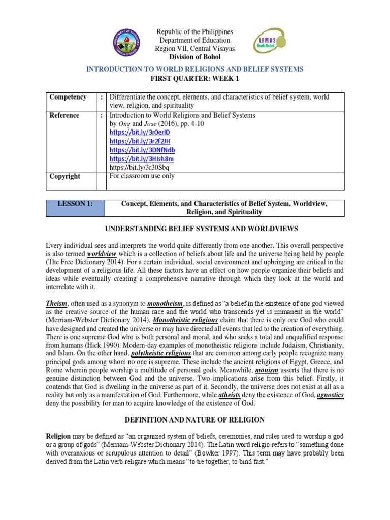 IWRBS Calibrated Q1 Week 1 | PDF | Science & Mathematics | Religion ...