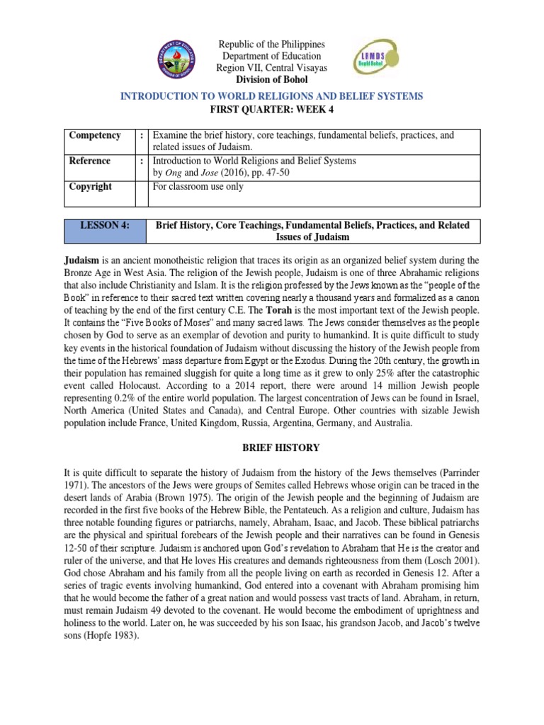 IWRBS Calibrated Q1 Week 4 | PDF | High Holy Days | Jewish Holidays