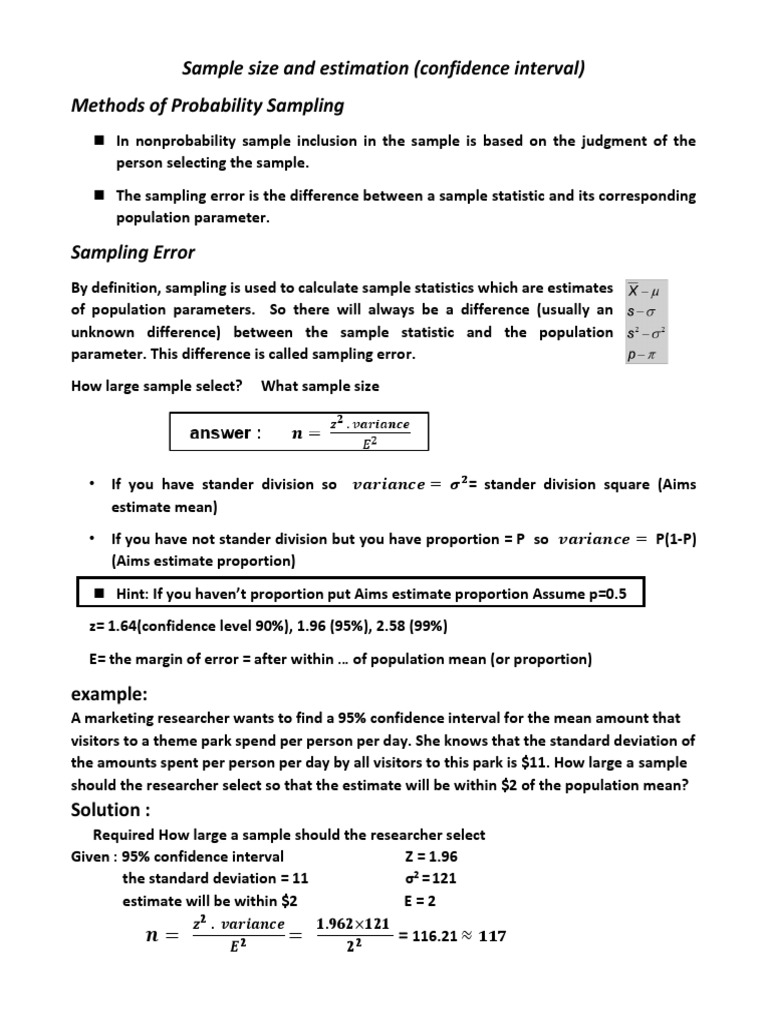 Sample Size and Estimation New | PDF | Sample Size Determination | Confidence Interval