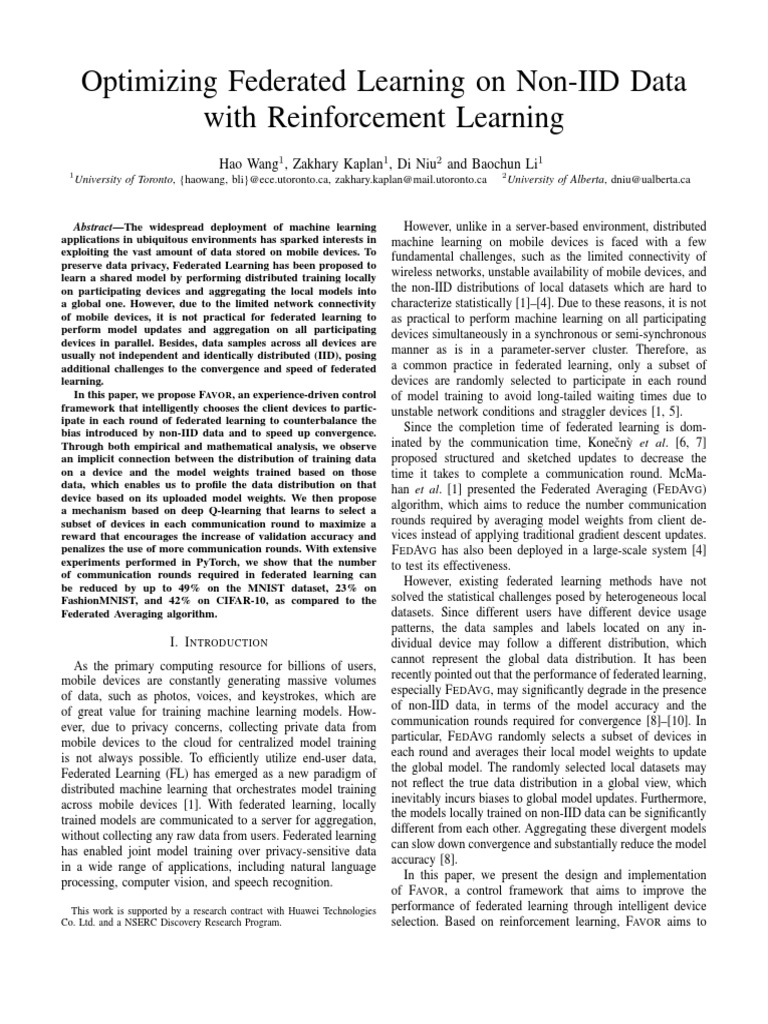 Optimizing Federated Learning On Non-IID Data With Reinforcement Learning | PDF | Systems Theory ...