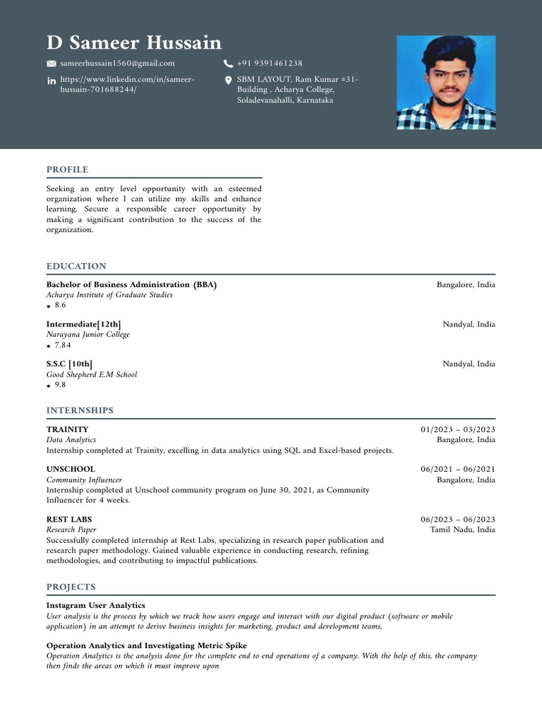 D - Sameer Hussain - Resume - 04-07-2023-01-30-22 | PDF
