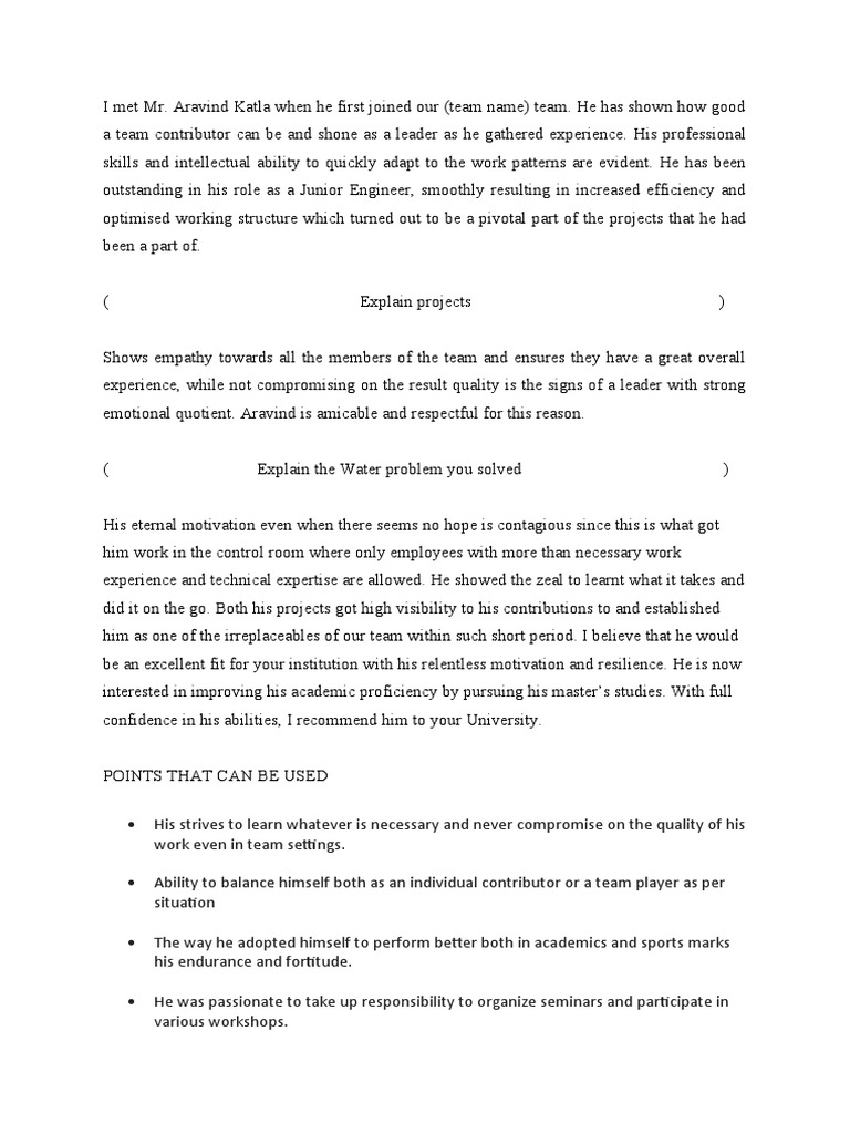 Sample Academic LOR | PDF