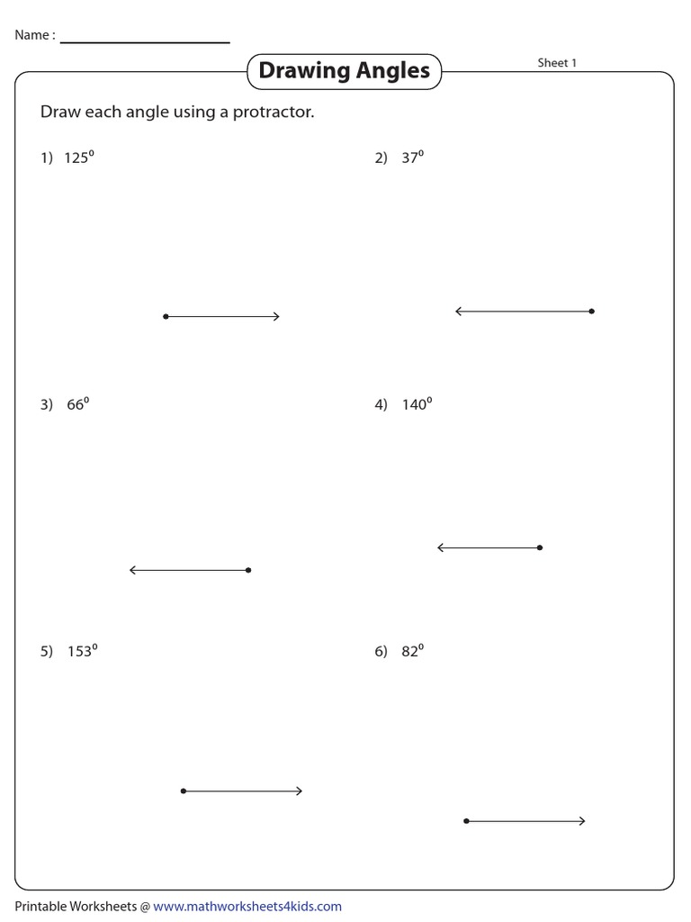 Drawing Angles Printable Worksheet | PDF | Teaching Methods & Materials ...