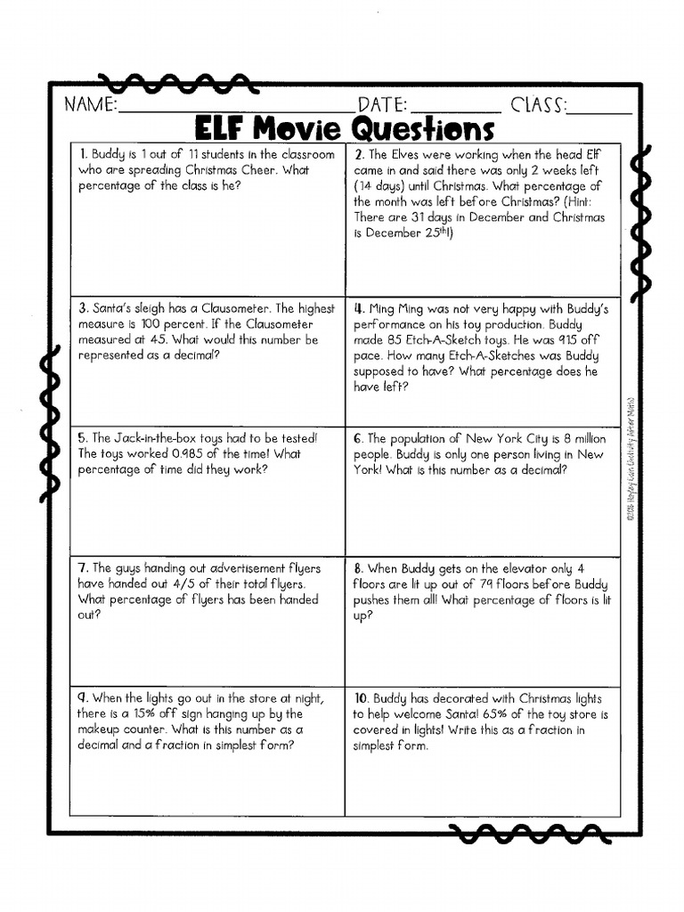 Elf Movie Maths Questions | PDF