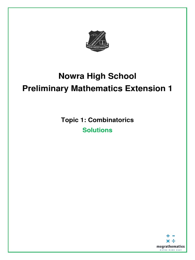 Combinatorics Student Booklet Solutions Pdf Triangle Mathematics