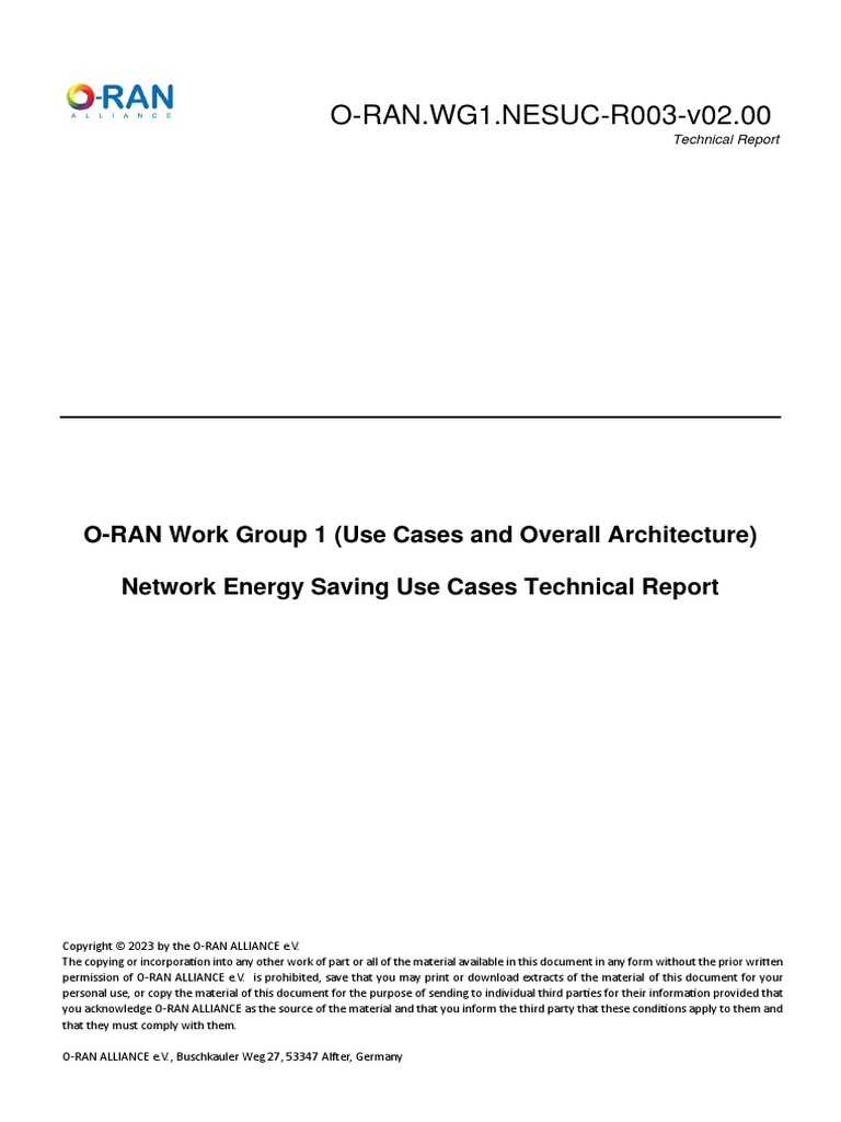 O RAN - Wg1.network Energy Savings Technical Report R003 v02.00 | PDF ...