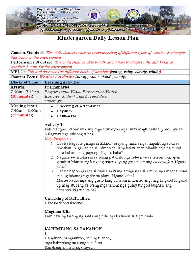 Kinds of Weather Lesson Plan | PDF