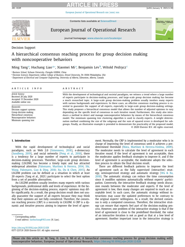 2021 - A Hierarchical Consensus Reaching Process For Group Decision Making With Noncooperative ...