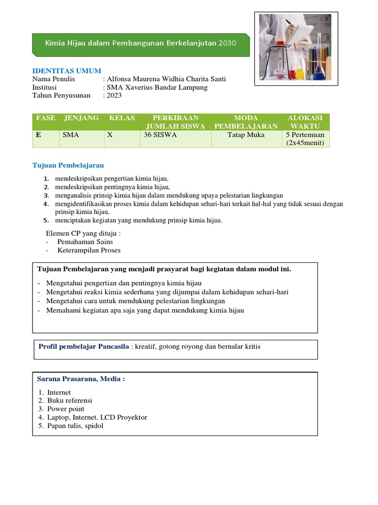 Mauren - Modul Ajar Kimia Hijau Kelas X - Halaman 9 Max | PDF