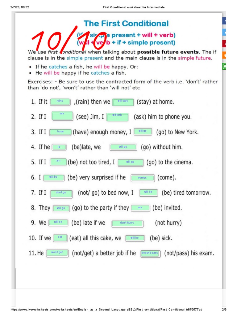 First Conditional Worksheet For Intermediate PDF | PDF