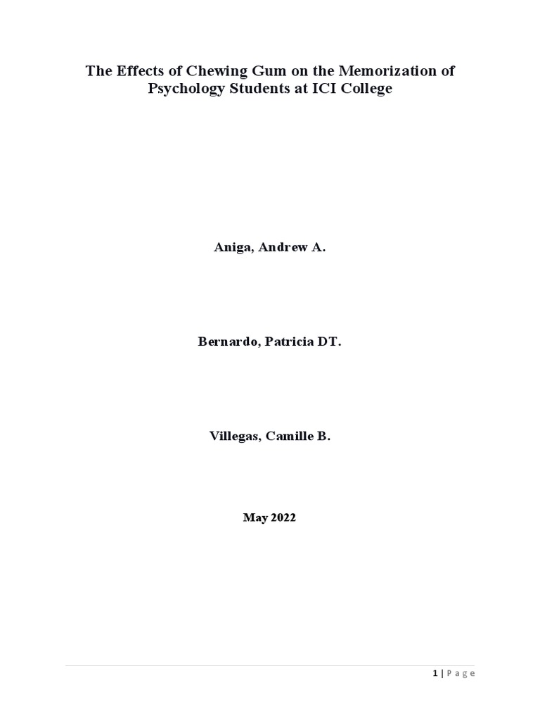 The Effects of Chewing Gum On The Memorization of Psychology Students ...