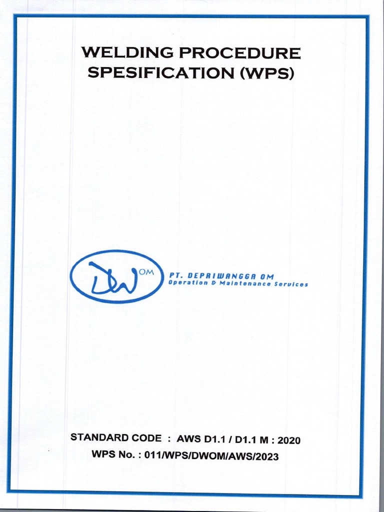 Welding Procedure Specification (WPS) - 011 AWS D1.1 SMAW SS400 To ...