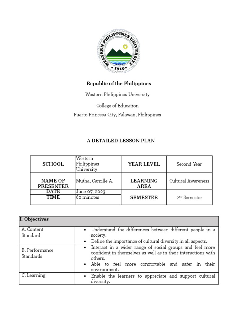 Detailed Lesson Plan | Download Free PDF | Cultural Diversity | Cognition