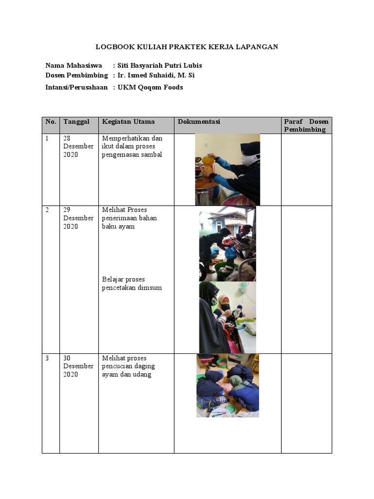 LOGBOOK PKL Siti Basyariah | PDF