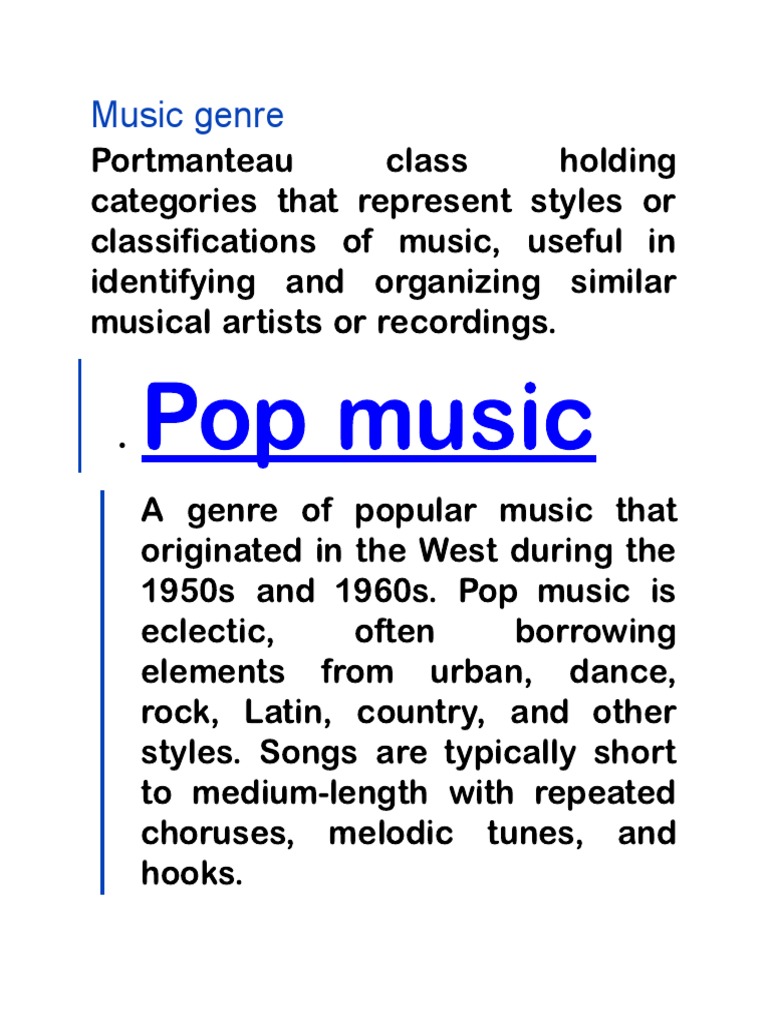Music Genre | PDF | Blues | Pop Music