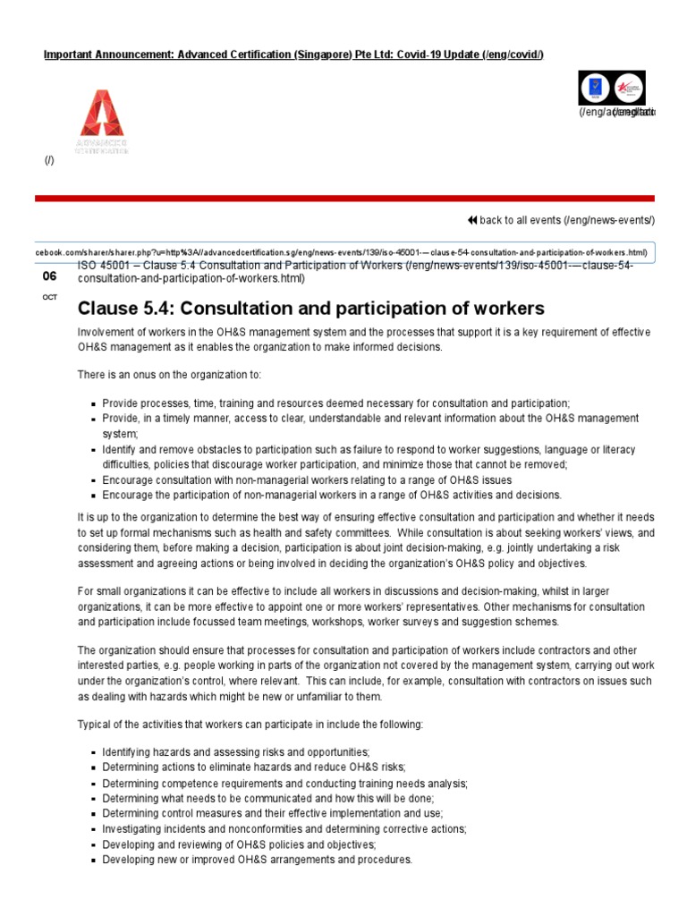 Clause 5.4 - Consultation and Participation of Workers | PDF