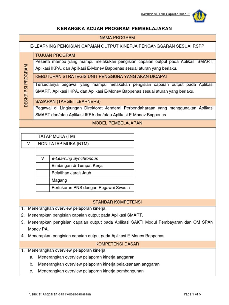 KAP E-Learning Capaian Output Sesuai RSPP | PDF