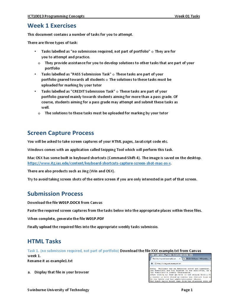 ICT10013 - 2023 Week01 - Tasks | PDF | Internet & Web | World Wide Web
