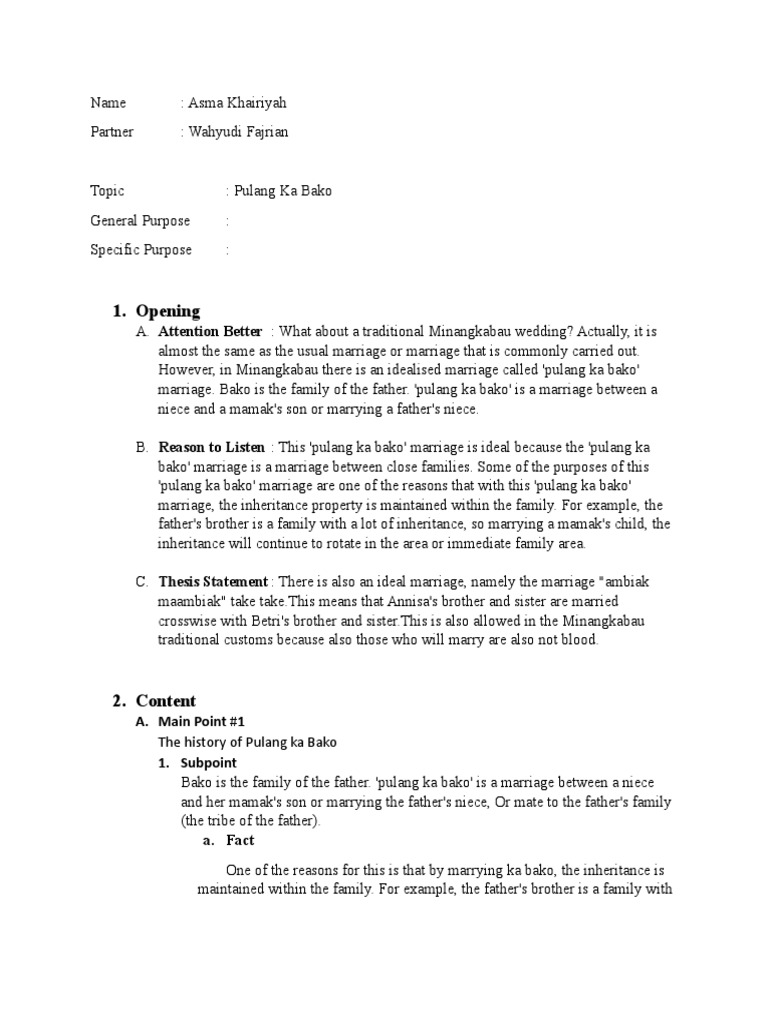 Outline Pulang Ka Bako | PDF