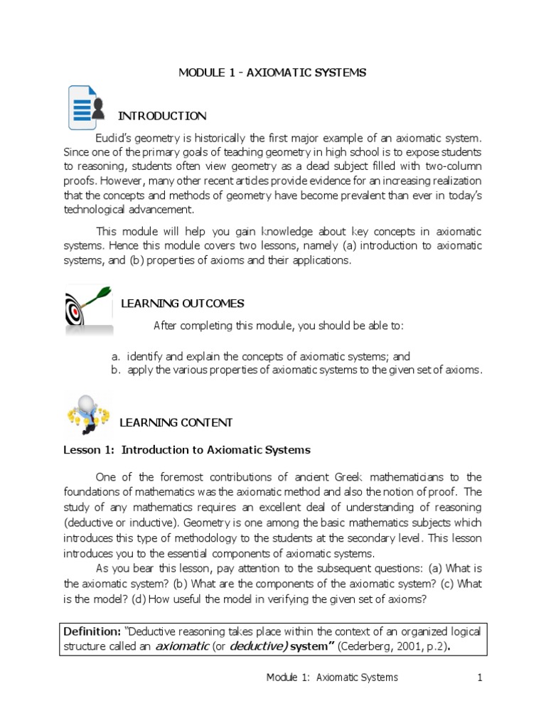 Module 1 Axiomatic Systems | PDF