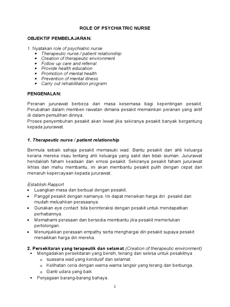 NP Role of Psychiatric Nurse | PDF