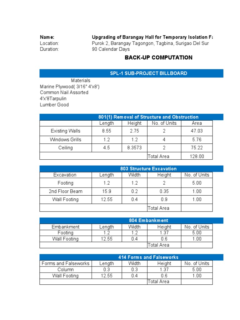 Back Up Computation Pdf