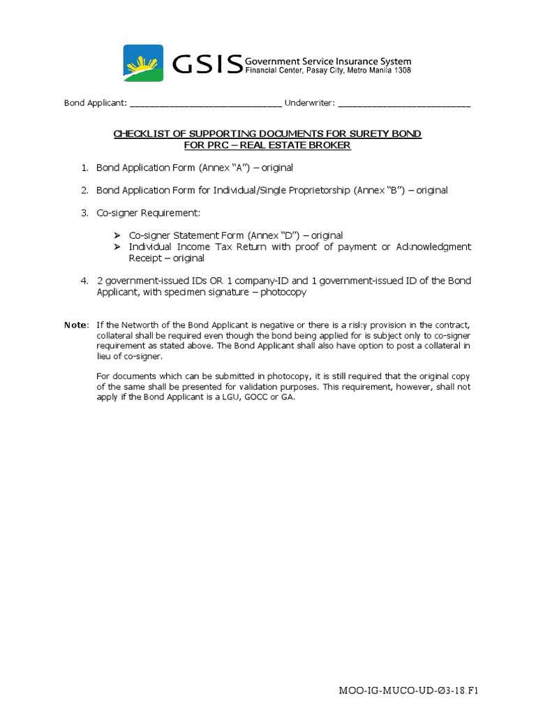 Surety Bond Checklist for Real Estate Brokers | PDF