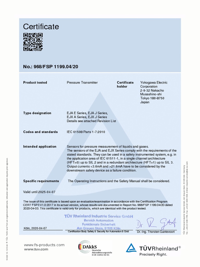 EJA - E & EJX - SIL - Tuv | PDF