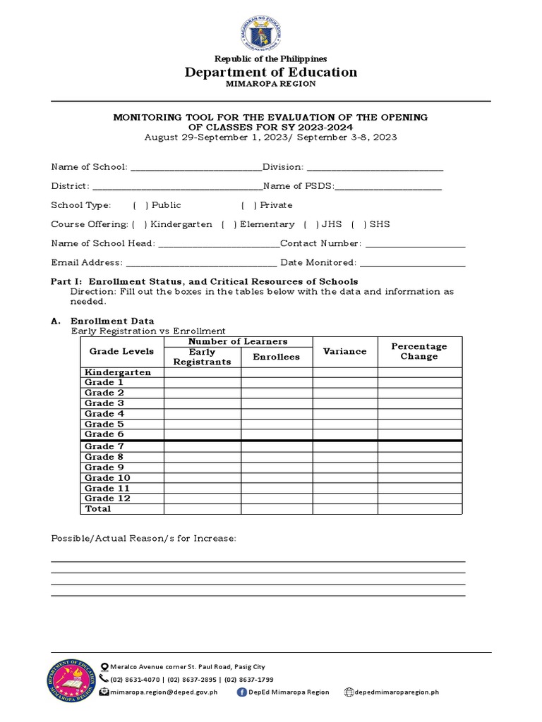 Monitoring Tool For The Opening of Classes | PDF | Teachers | Classroom