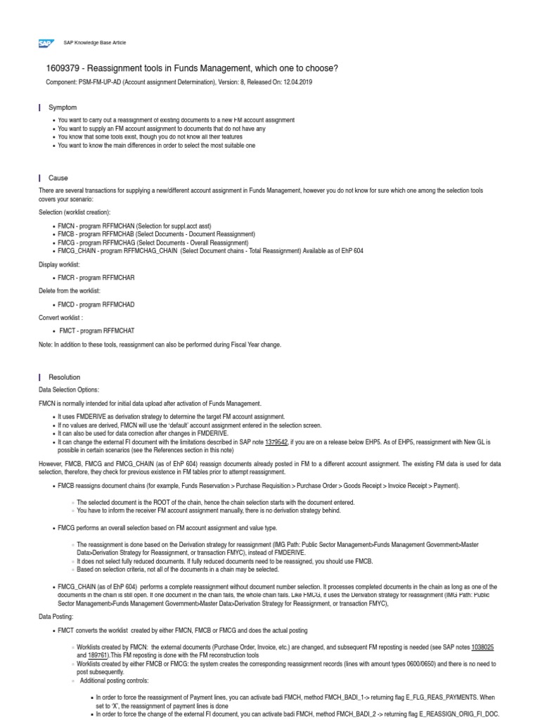 Reassignment Tools in Funds Management, Which One To Choose | PDF ...