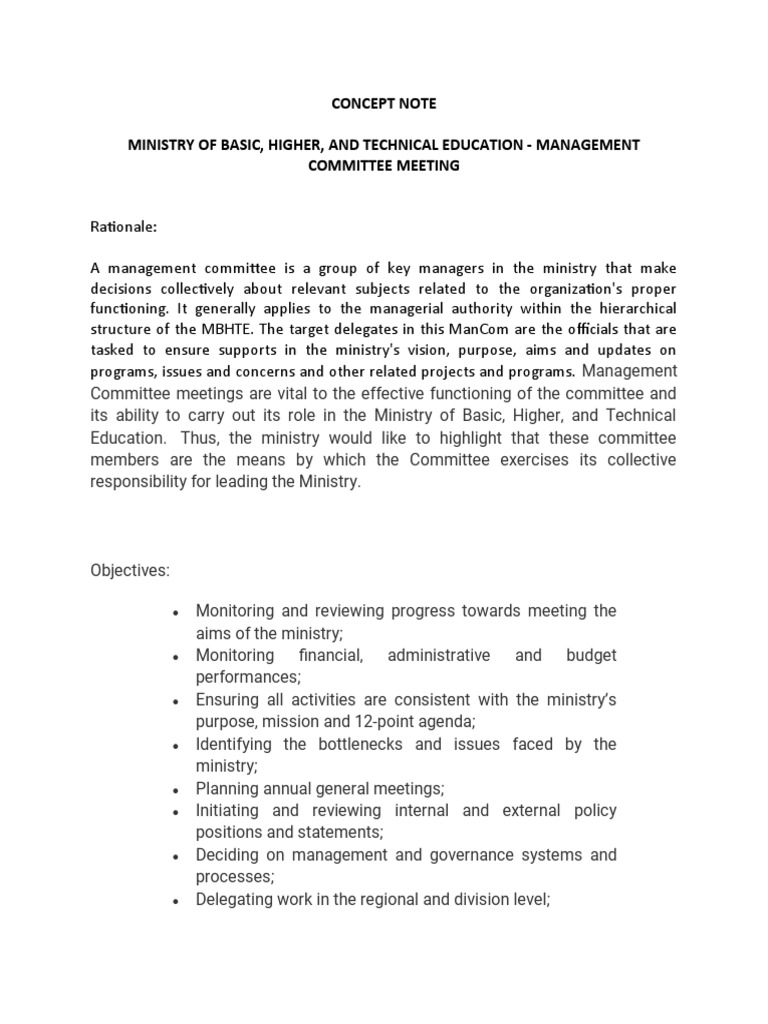 Concept Note - Mancom | PDF | Governance